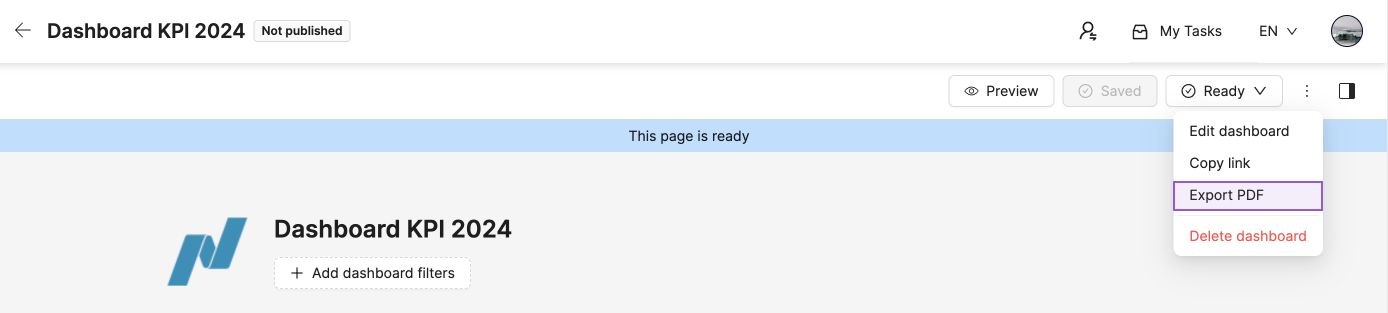 Export a Dashboard in a PDF Format – Nasdaq Metrio Knowledge Center
