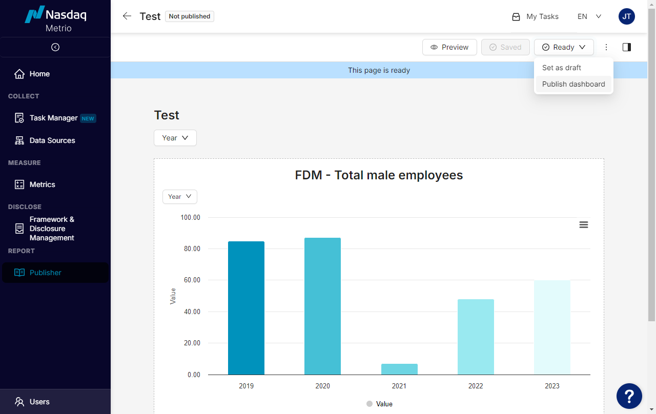 Publish a Dashboard – Nasdaq Metrio Knowledge Center